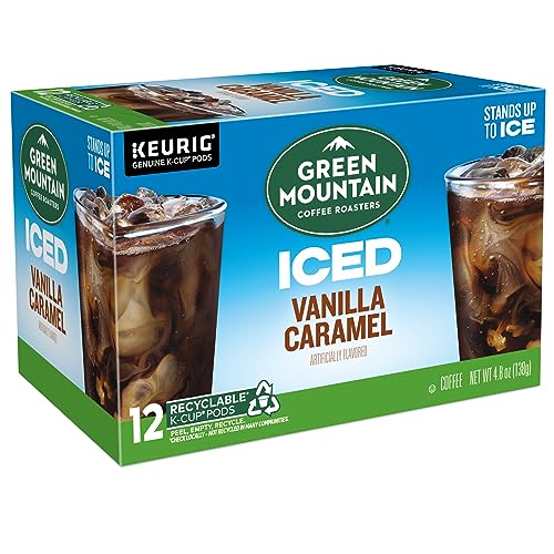Green Mountain Coffee Roasters ICED Vanilla Caramel, Single Serve Keurig K-Cup Pods, Flavored Iced Coffee, 12 Count(Pack of 6)