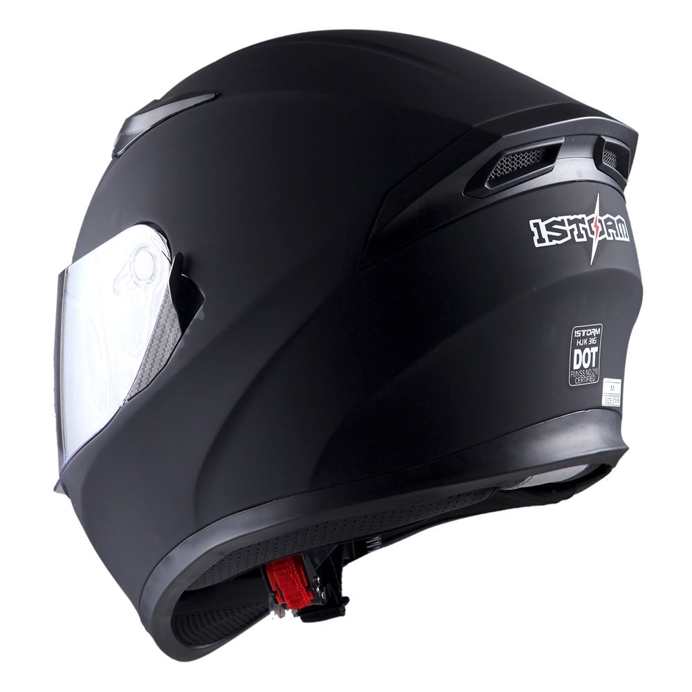 1Storm Motorcycle Full Face Dual Visor Helmet Bundle with Freedconn Spoiler Bundle with Freedconn Motorcycle Bluetooth Headset: HJK316 Matt Black