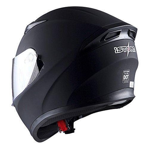 1Storm Motorcycle Full Face Dual Visor Helmet Bundle with Freedconn Spoiler Bundle with Freedconn Motorcycle Bluetooth Headset: HJK316 Matt Black