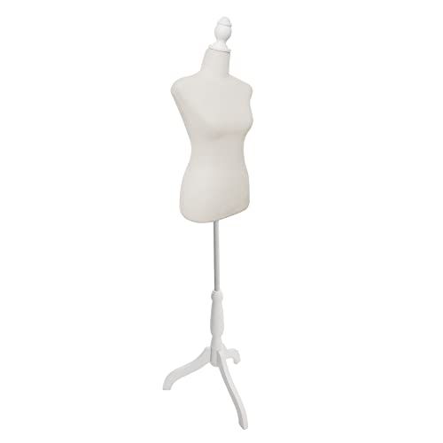 Beige Female Dress Form Mannequin with Pinnable Torso Body Adjustable Tripod Stand Dress Jewelry Display