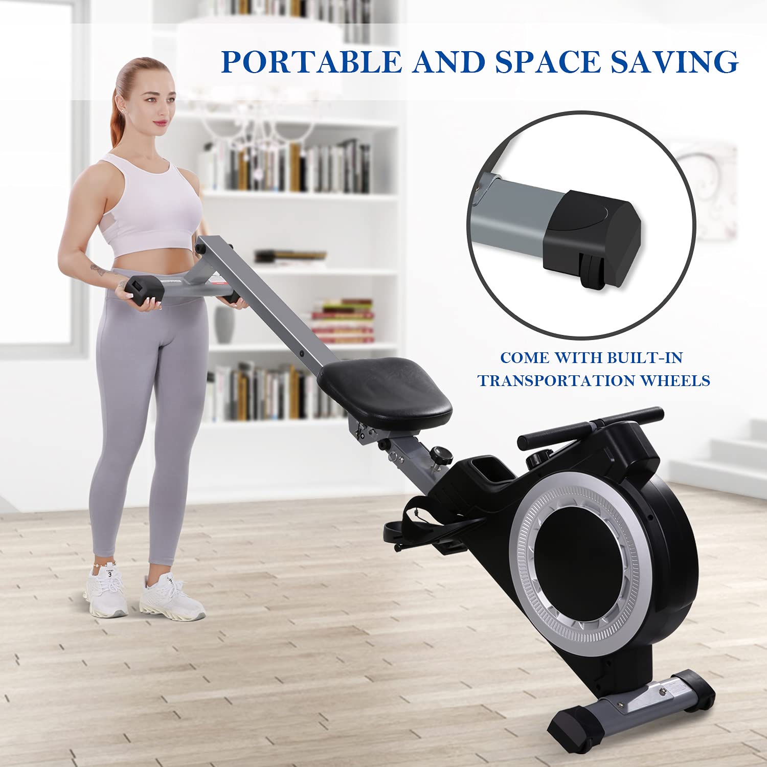 Magnetic Rowing Machine Folding Exercise Rower Machine 16-Level Tension Resistance with Display Panel for Home Use Gyms Training Exercise Equipment