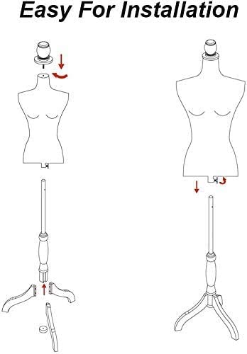 Beige Female Dress Form Mannequin with Pinnable Torso Body Adjustable Tripod Stand Dress Jewelry Display