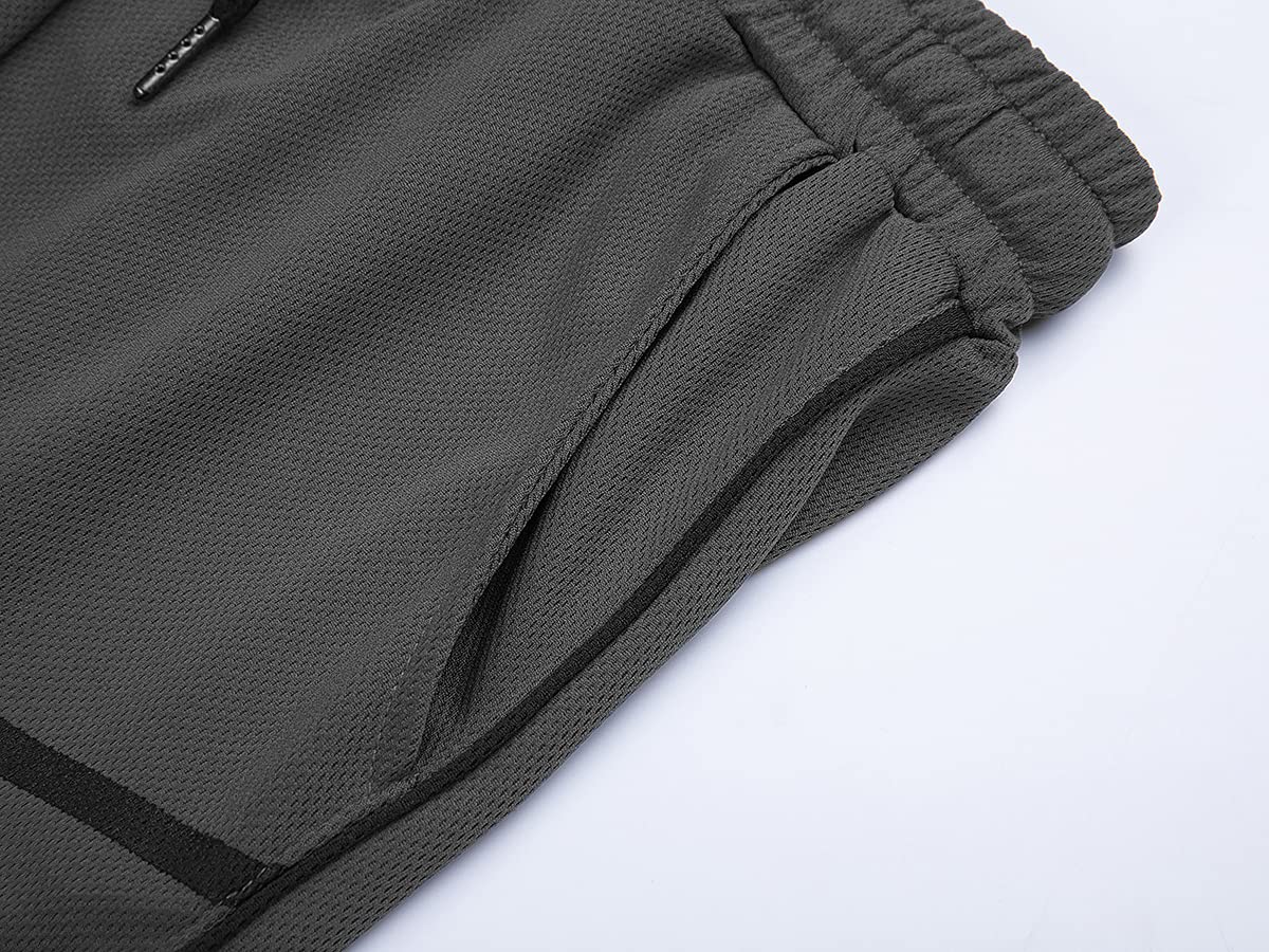 FLYFIREFLY Men's Gym Workout Shorts Running Lightweight Athletic Short Pants Bodybuilding Training Dark Grey