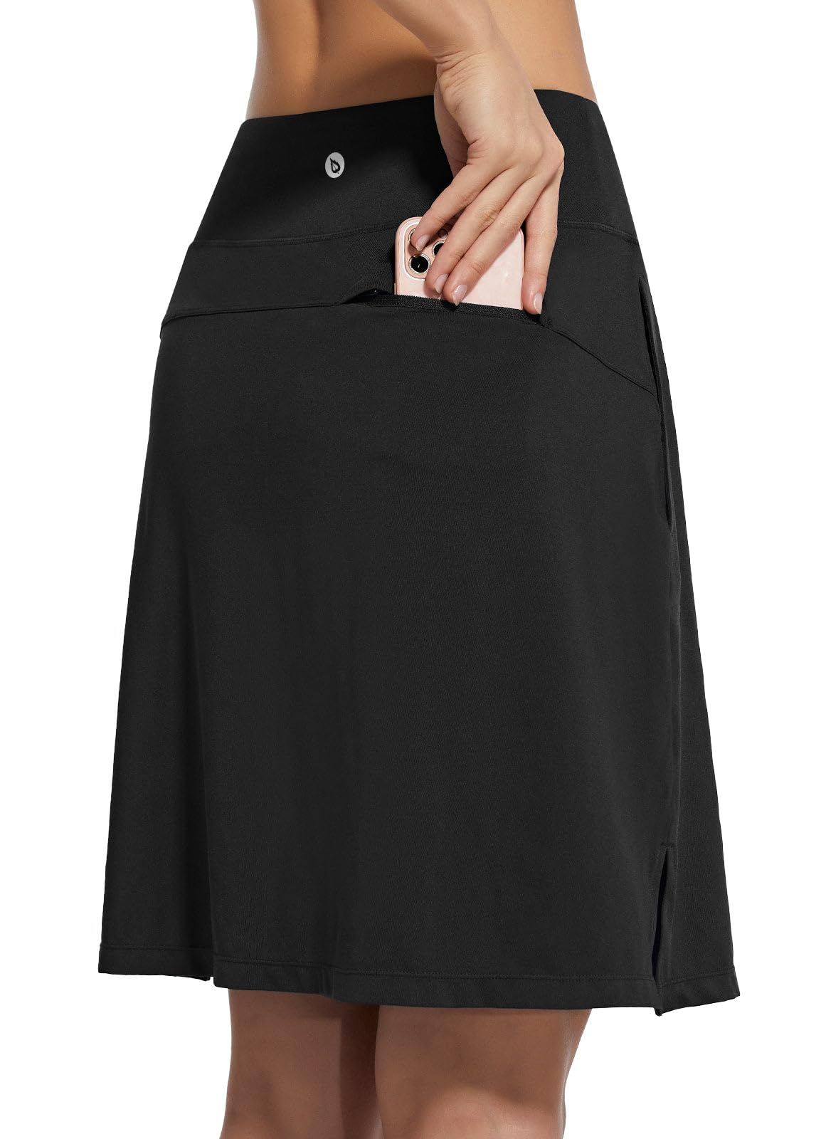 BALEAF Women's 20" Golf Skirts Knee Length Skorts Athletic Modest Long Acitive Casual Pockets UV Protection Black L