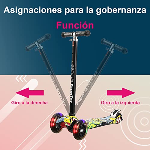 Scooter for Kids 3 Wheels Scooter Kids Scooter 4 Adjustable Height Lean to Steer Extra-Wide Deck Kids Scooter with LED Light Up Wheels Toddlers Girls & Boys from 3 to 12 Year-OldLearn to Steer