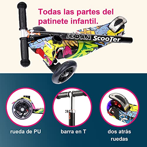 Scooter for Kids 3 Wheels Scooter Kids Scooter 4 Adjustable Height Lean to Steer Extra-Wide Deck Kids Scooter with LED Light Up Wheels Toddlers Girls & Boys from 3 to 12 Year-OldLearn to Steer