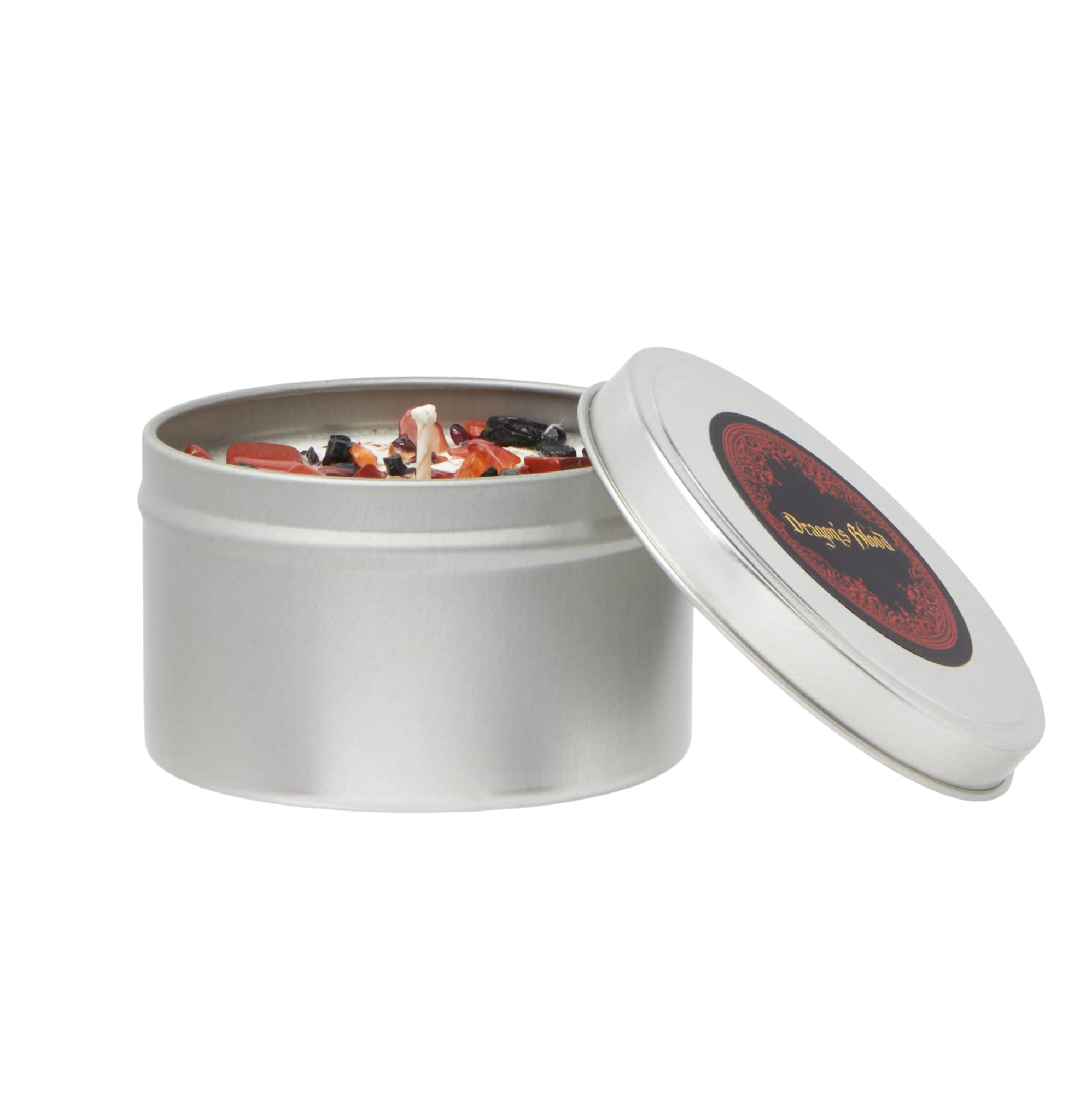 Dragons Blood Candle by New Moon Beginnings - Protection & Grounding - Herb, Flower, & Crystal Candles - Aromatherapy Soy Candle - 8oz Tin