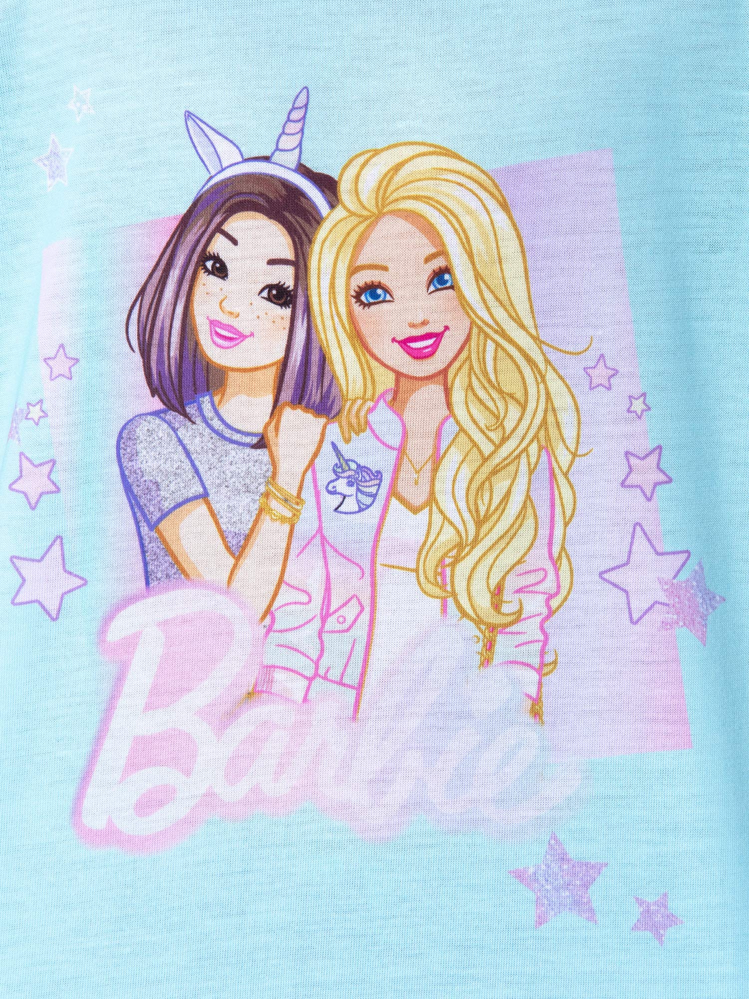 INTIMO Barbie Little Girls' Barbie Doll Unicorn Love Shirt and Shorts 2 PC Pajama Set (10/12)