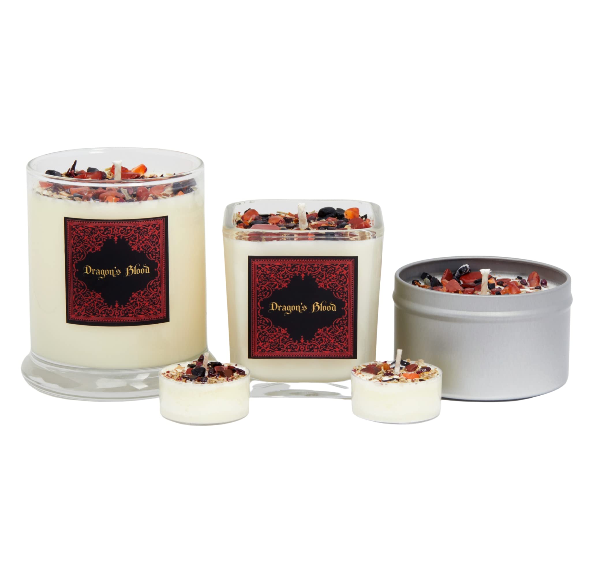 Dragons Blood Candle by New Moon Beginnings - Protection & Grounding - Herb, Flower, & Crystal Candles - Aromatherapy Soy Candle - 8oz Tin