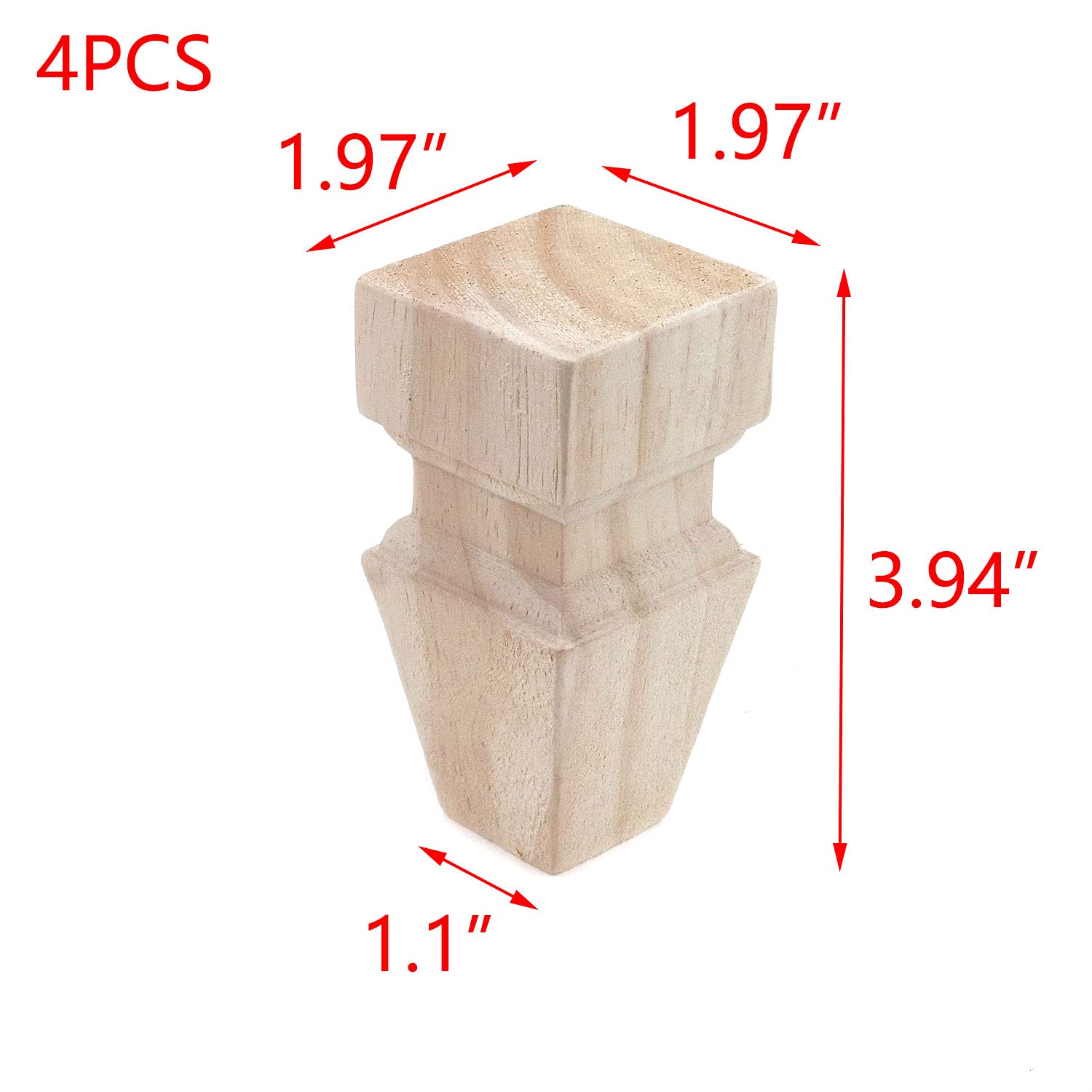 T Tulead Wood Furniture Legs Unfinished Cabinet Feet 100mm Height Sofa Replacement Table Chair Couch Legs Pack of 4
