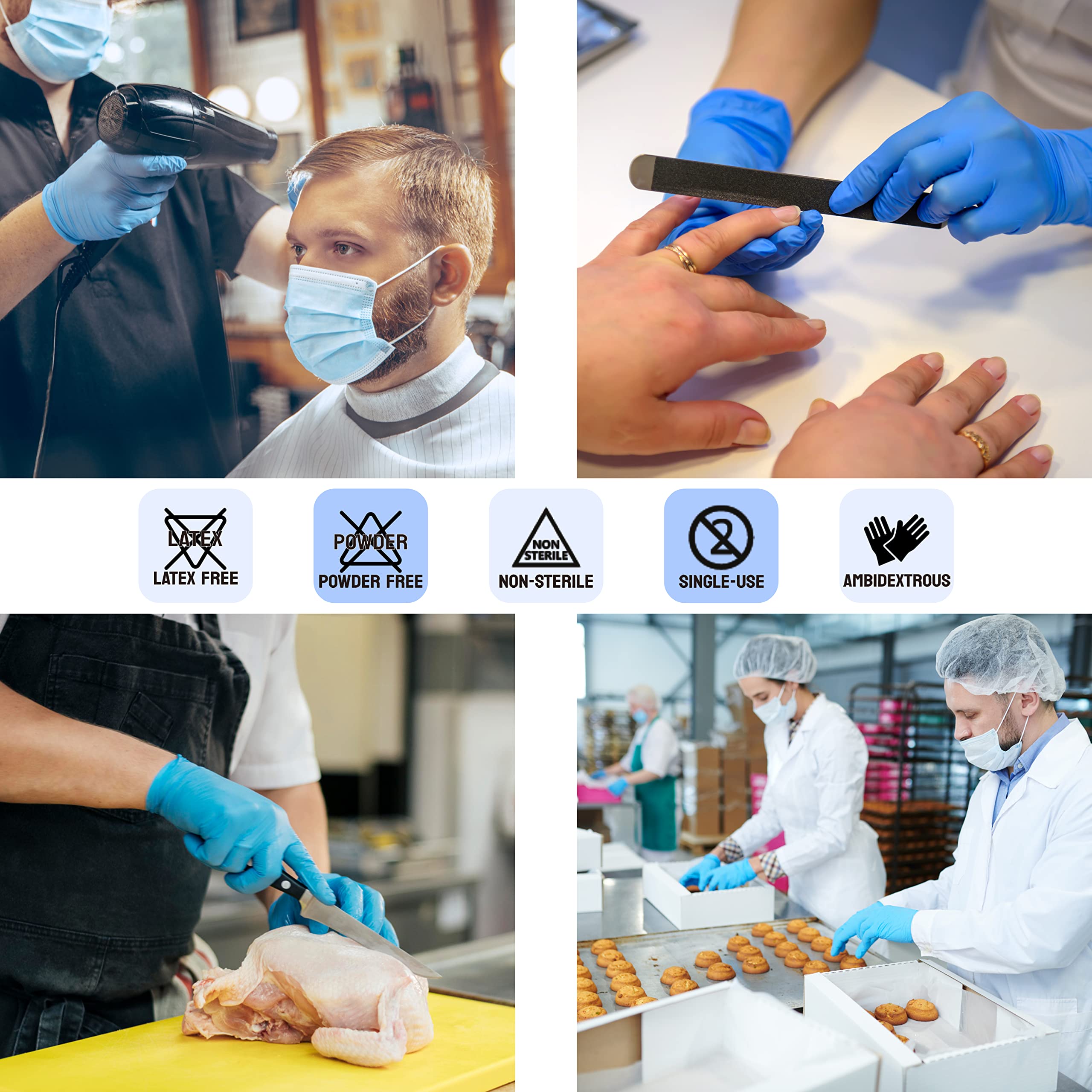 Safe Health Blue Nitrile Gloves, Medium, 100 Pcs