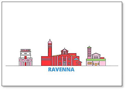Italy, Ravenna City Cityscape Line Travel Flat City Landmark, Fridge Magnet