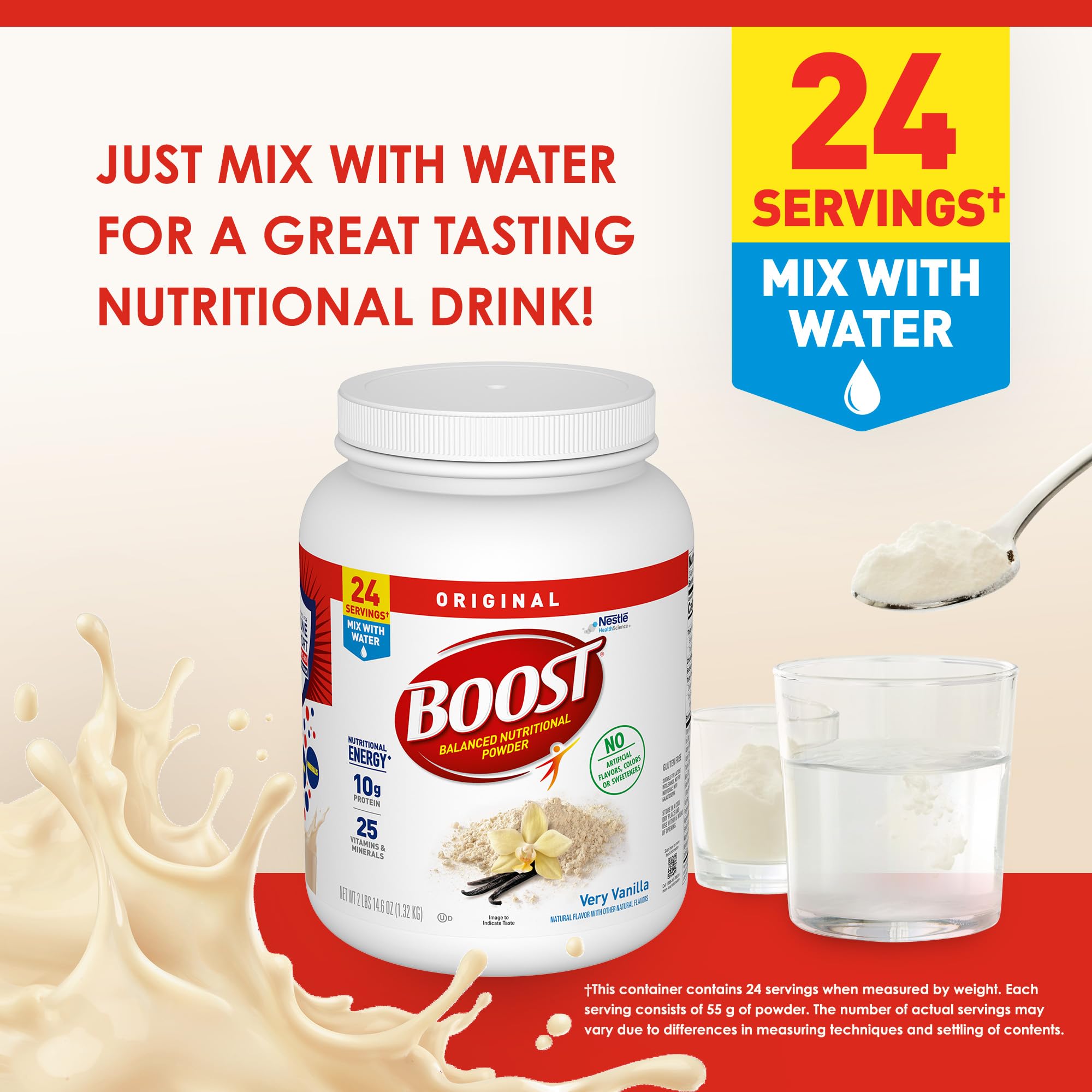 BOOST Original Balanced Nutritional Powder Drink Mix with 10g Protein and 25 Vitamins & Minerals, Very Vanilla, 14.6 Ounce