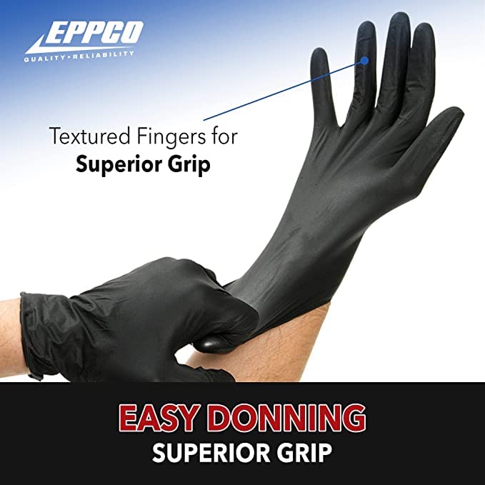 DENCO DISTRIBUTING, INC. Grease Bully Nitrile Gloves - 6MIL - Medium - Black - Powder & Latex Free - 1000 Count - 10 Boxes (Medium)