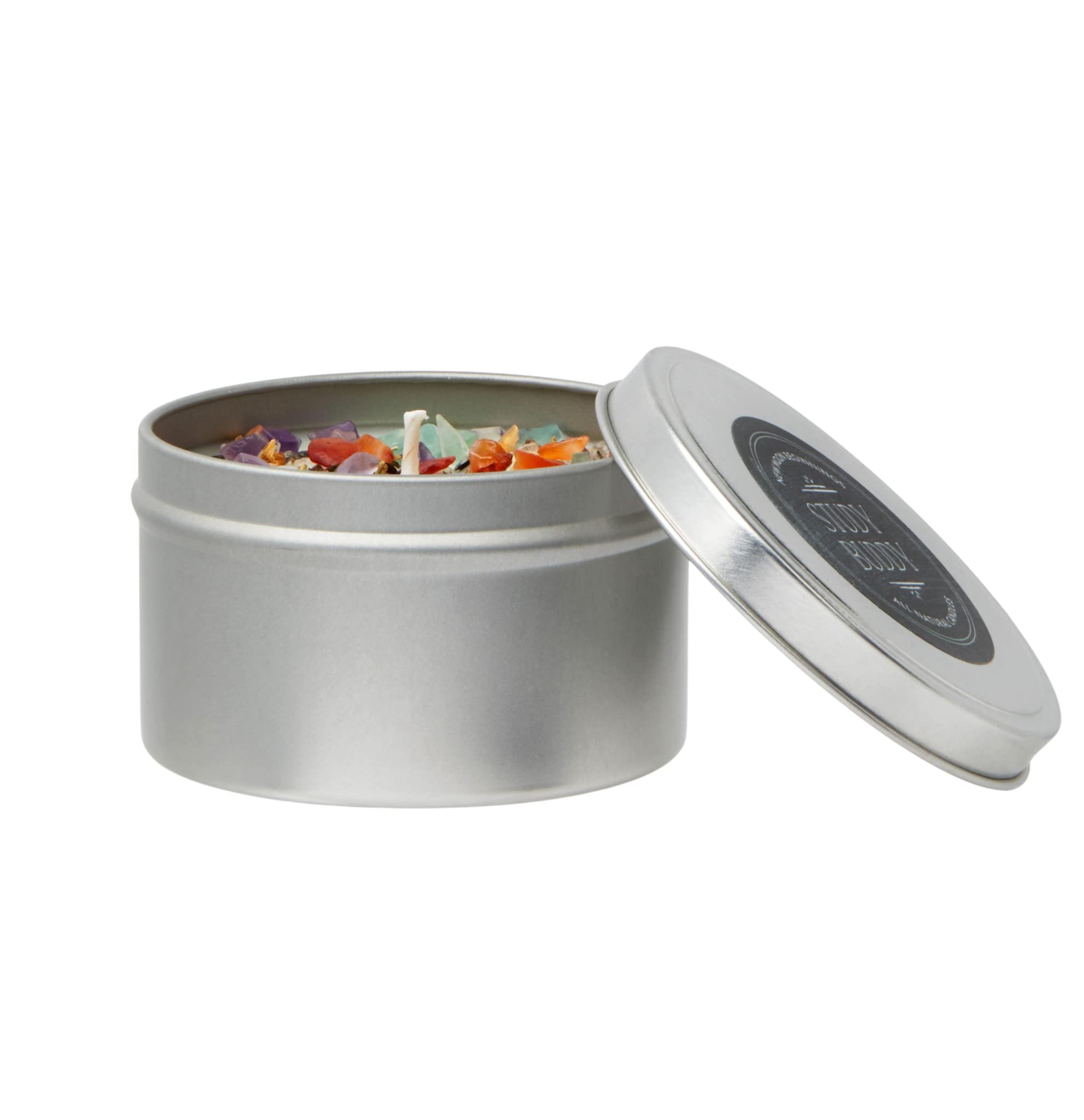 Study Buddy Candles by New Moon Beginnings - Focus, Creativity, & Concentration - Herb & Crystal Candles - Soy Candles - Aromatherapy Candles - 8oz Tin