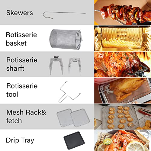 Fit Choice 12.7 Quart 10 in 1 XLarge Capacity Air Fryer Oven, 10 Accessories, 10 Easy Presets W/ Digital Touch Screen Controls & Integrated Digital Temperature Probe, Advanced Program, Sear, Stage, Pr