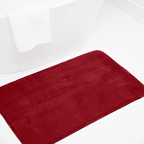 lalaLOOM Thick Memory Foam Bath Rugs, Soft Velvet is Absorbent, Bathroom Mats, Durable Dots on Underside, Machine Washable Bathmat, Carpet Rug, Plush Room DƩcor for Shower Floor, 24x17, Wine