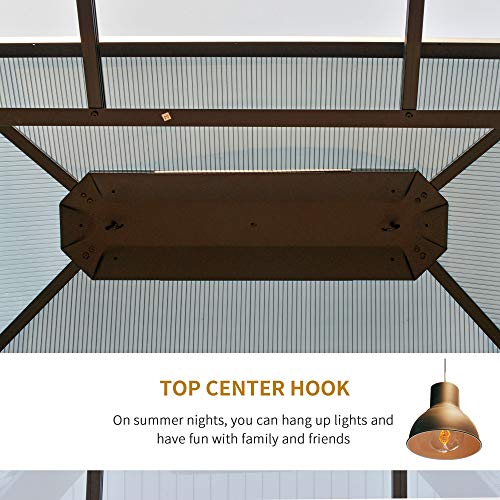 Outsunny 10' x 12' Hardtop Gazebo Canopy with Polycarbonate Roof, Aluminum Frame, Permanent Pavilion Outdoor Gazebo with Netting, for Patio, Garden, Backyard, Deck, Lawn, Light Gray