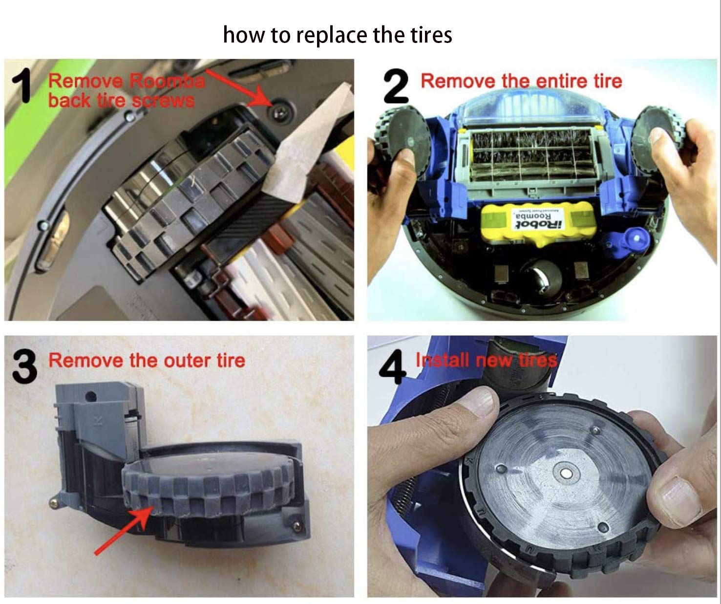 JoyBros Replacement Parts Accessories Compatible for iRobot Roomba 800 900 805 860 890 870 871 880 960 980 981 985 Wheel Tires Side Main Roller Brush Filter