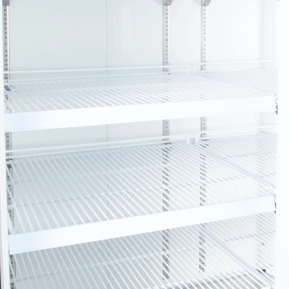 PEAKCOLD Commercial Upright Display Cooler - Merchandiser Refrigerator with Three Glass Doors and LED Lighting, 57.5 Cu Ft Capacity, Adjustable Shelves, Perfect for Restaurants, Cafes, and Bars