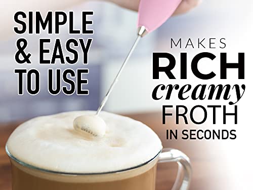 Zulay Kitchen Premium Gift Milk Frother Complete Set - Handheld Foam Maker, Stencils & Frother Set - Whisk Drink Mixer for Coffee - Mini Blender for Cappuccino, Frappe