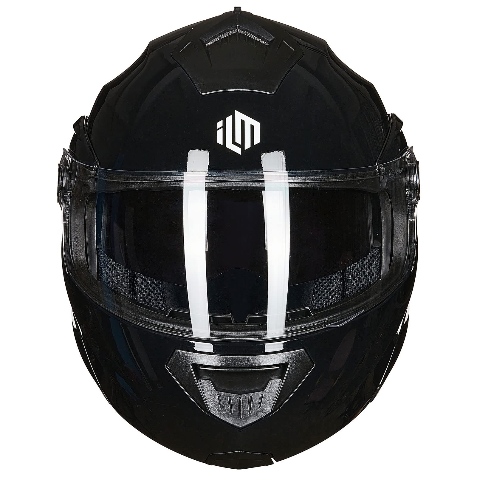 ILM Motorcycle Helmets for Adults Dual Visor Enlarged Air Vents Modular Full Face Cascos para Motos Men Women DOT Model DP998(Gloss Black, Medium)