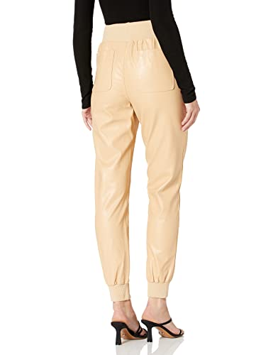 KENDALL + KYLIE Women's Vegan Leather Jogger, Ecru, XS
