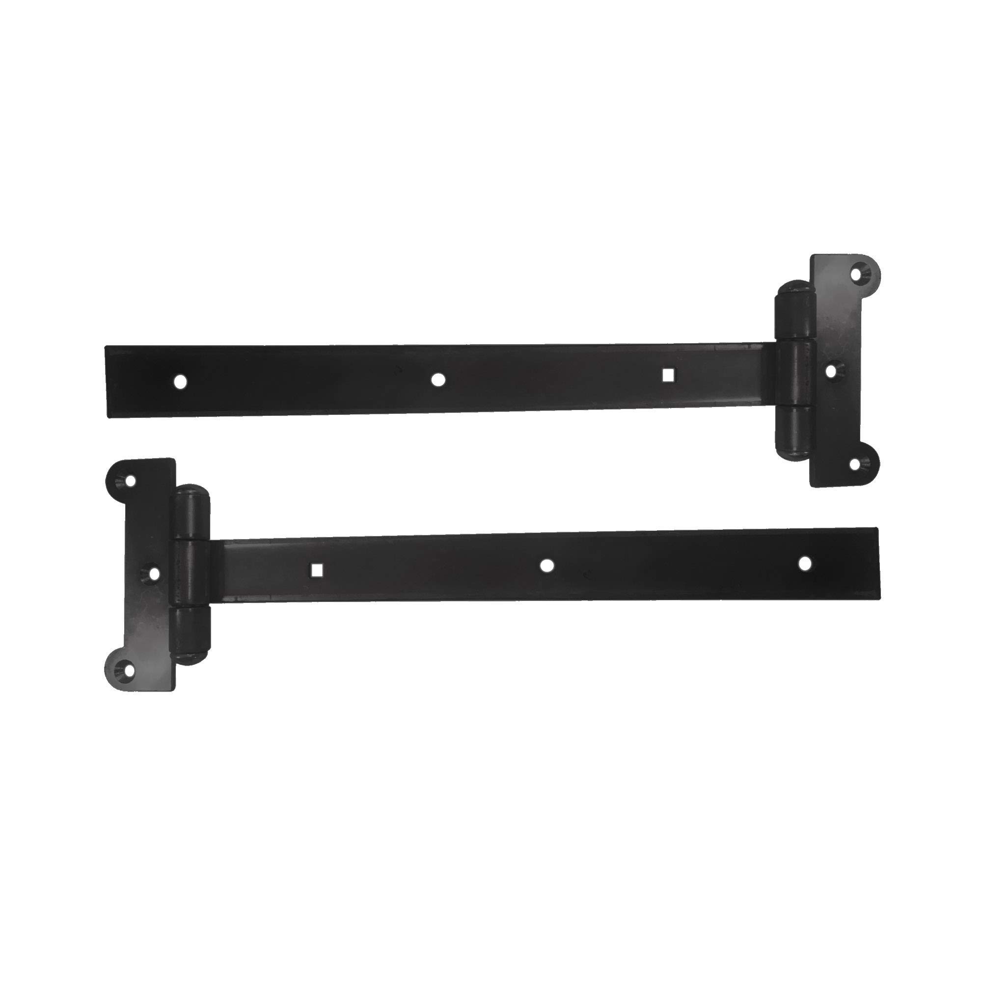 Nuvo Iron SH12BLK Black 12โ Heavy Duty Rectangular Strap 2 Gate Hinge, 12 Inch