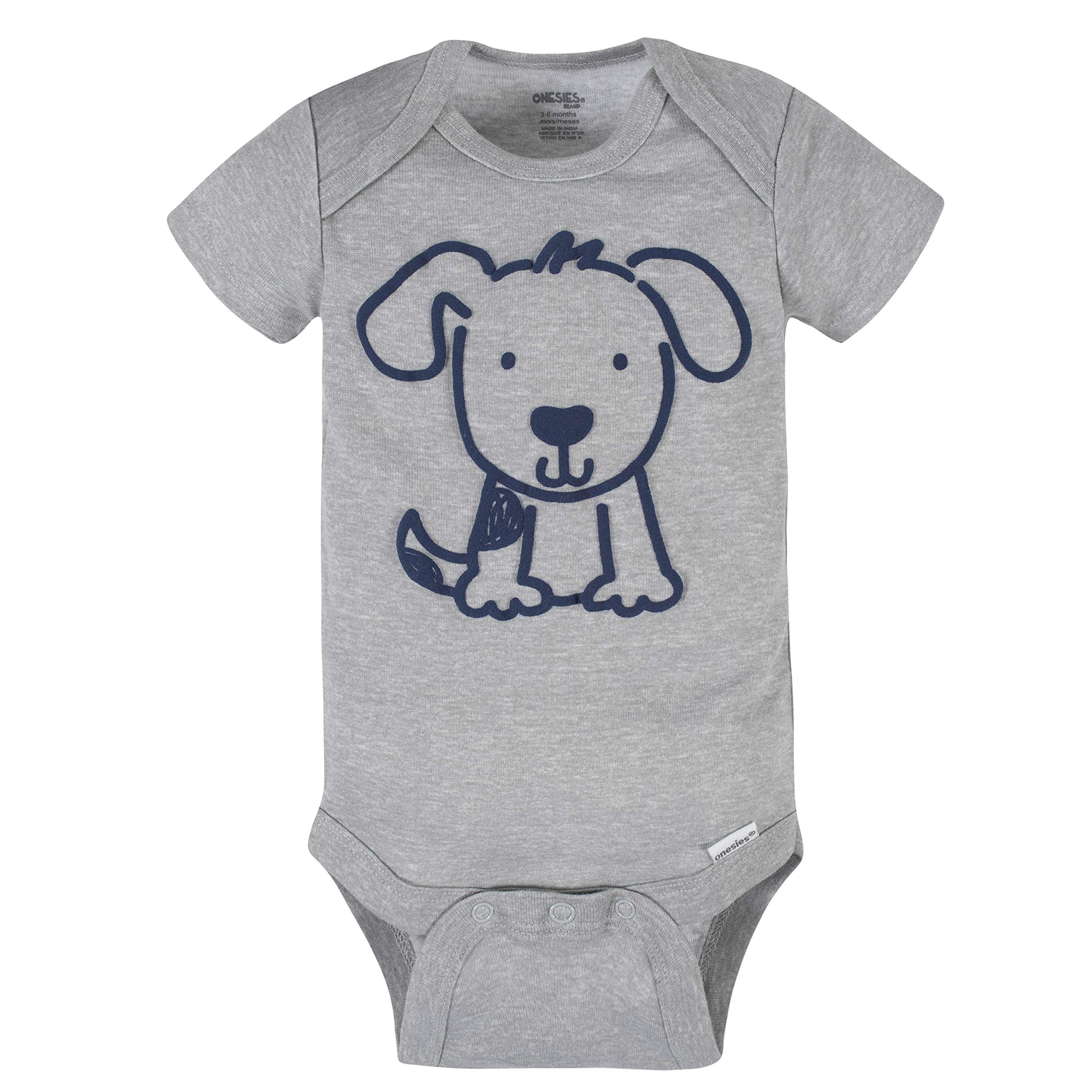 Onesies Brand Unisex Baby 3 Onesies 3 Pants Outfit Bundle Mix n Match Newborn to 12M, Blue Dog Stripe, 3-6 Months