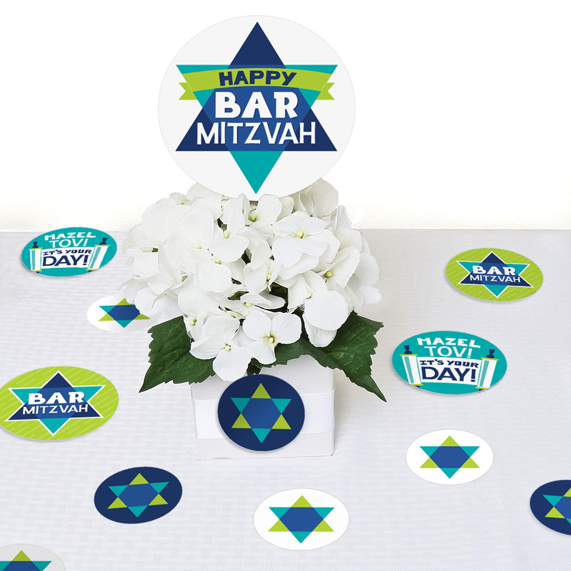 Big Dot of Happiness Blue Bar Mitzvah - Boy Party Giant Circle Confetti - Party Decorations - Large Confetti 27 Count