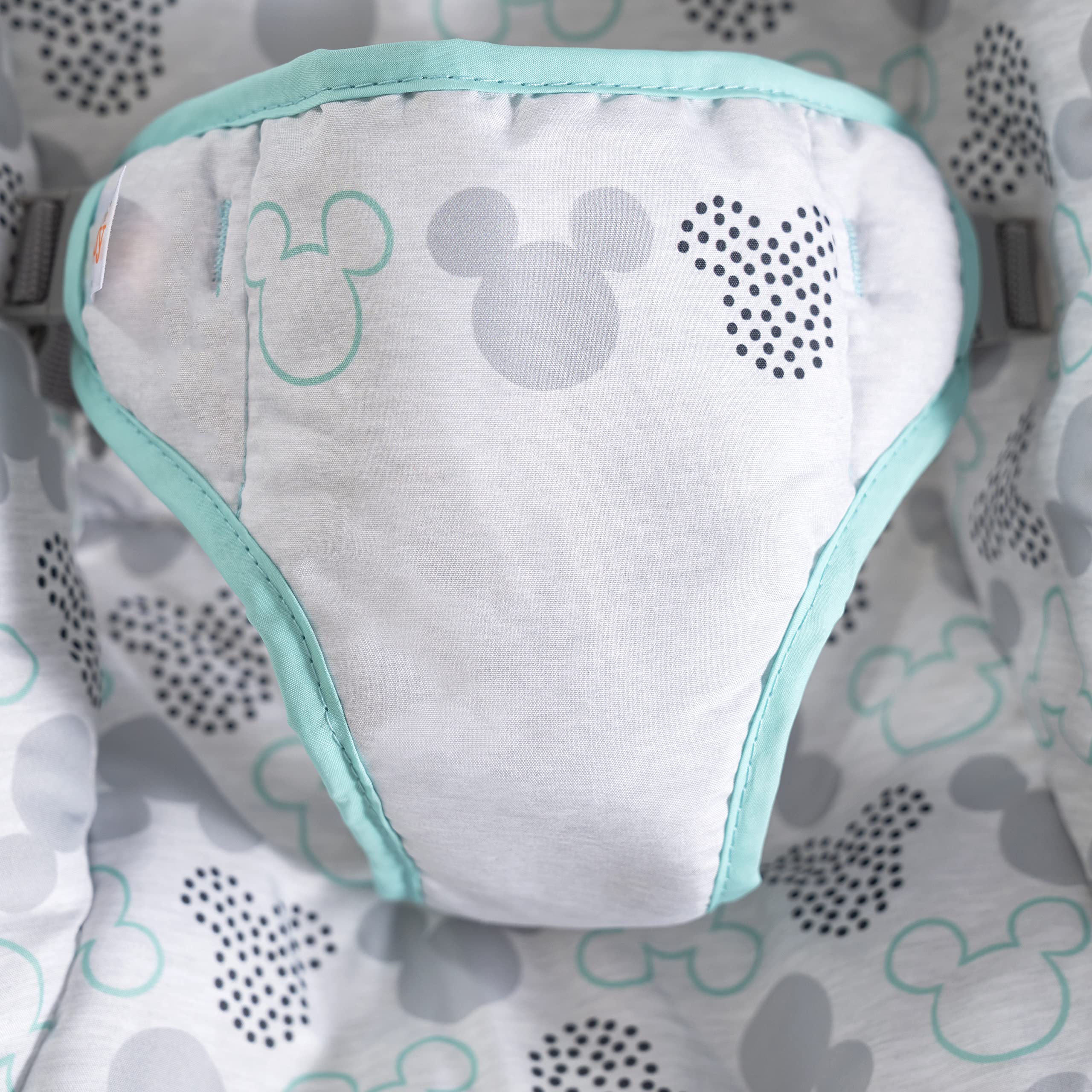 Bright Starts Mickey Mouse Comfy Disney Baby Bouncer in Cloudscapes Includes -Toy Bar with 3 Cute Toys, Plays 7 Soothing Melodies w/Auto Shut-Off, Age 0-6 Months