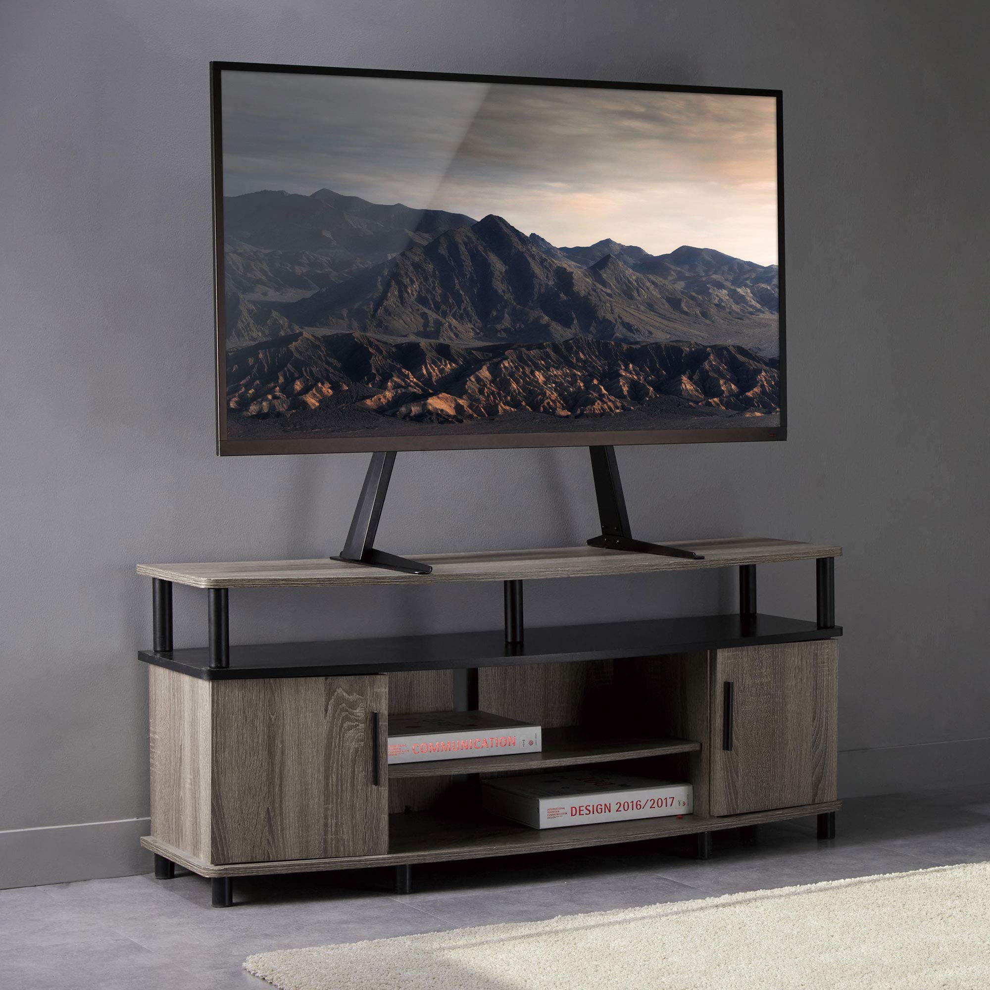 Mount-It! Tabletop TV Stand Base with Tilt Function, Universal TV Base Replacement with Height Adjustment, TV Legs Fits Most 32 to 70 inch Flat Screen TVs, VESA up to 800 by 400mm, 110 Lbs Capacity