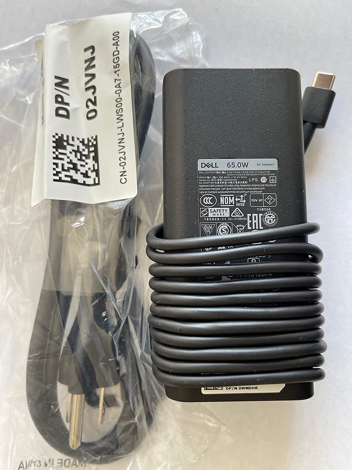 FOR DELL New Replacement Dell 65W Type -C AC Adapter for Dell Latitude 9410 2-in-1, Latitude 9510, Latitude 3410, Latitude 3510, Compatible Dell P/N:002YK0F, 0M1WCF, 0JYJNW, 0K5MD6, 9FNYW, 492-BCBI.