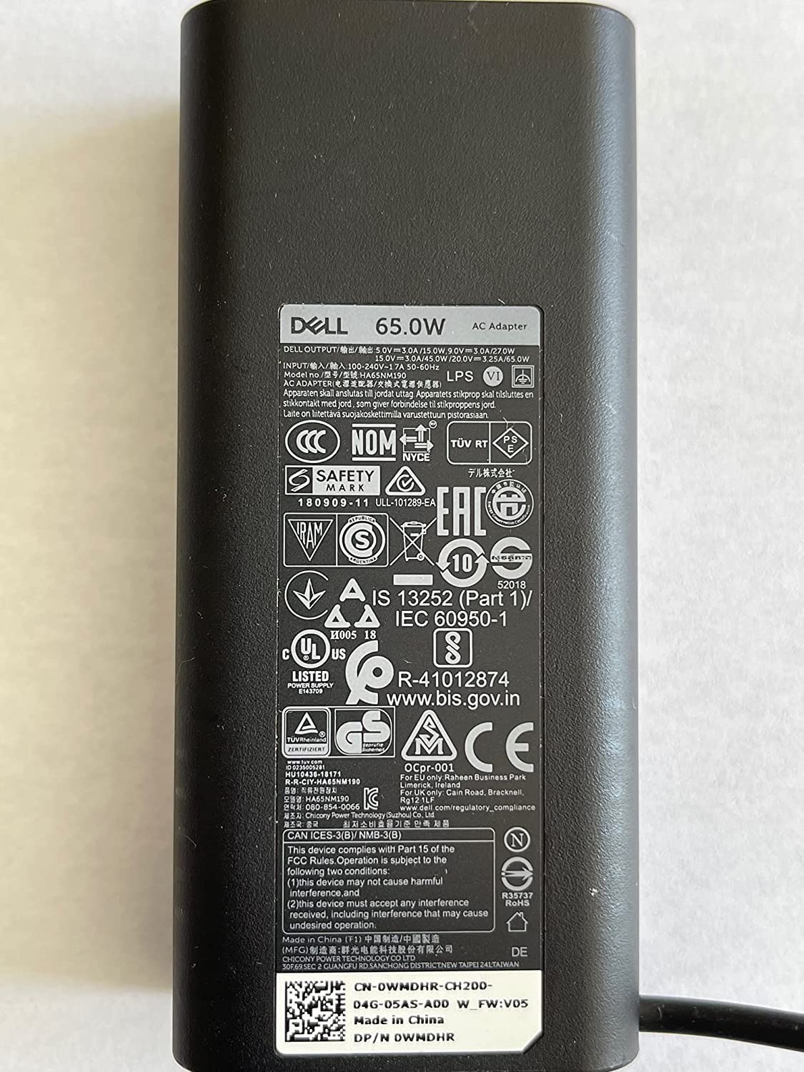 FOR DELL New Replacement Dell 65W Type -C AC Adapter for Dell Latitude 9410 2-in-1, Latitude 9510, Latitude 3410, Latitude 3510, Compatible Dell P/N:002YK0F, 0M1WCF, 0JYJNW, 0K5MD6, 9FNYW, 492-BCBI.