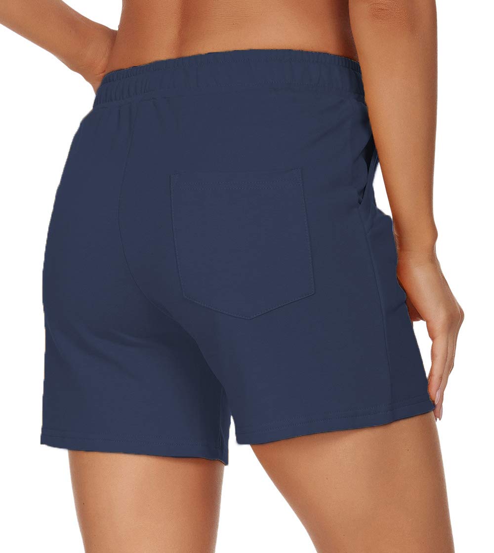 Tandisk Women's Bermuda Shorts Athletic Active Yoga Lounge Workout Gym Jogger Running Shorts with Deep Pockets Navy Blue XS