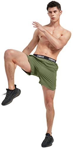 GymBrave Men's 5 Inches Athletic Running Shorts Lightweight Quick Dry Workout Training Short with Zip Pockets