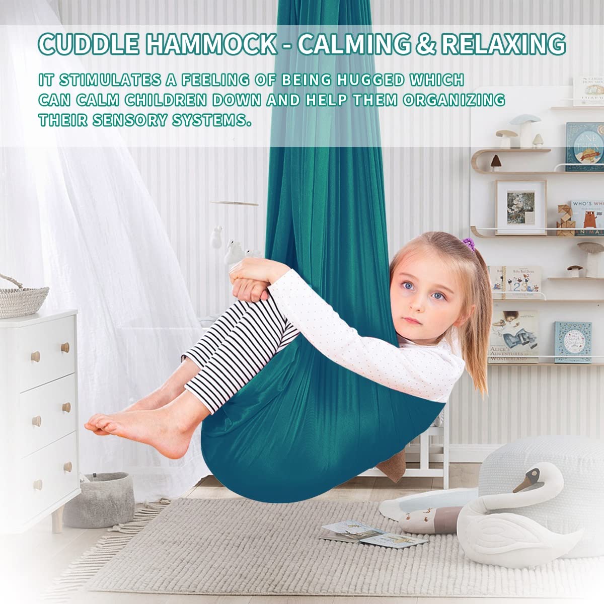 Sensory Swing for Kids and Adults with Special Needs Therapy Swing Cuddle Swing Indoor Outdoor Kids Swing Hammock for Child & with Autism, ADHD, Aspergers, Sensory Integration (Hardware Included)