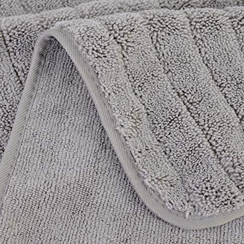 POLYTE Microfiber Oversize Quick Dry Lint Free Bath Towel, 60 x 30 in, Set of 2 (Gray, Ribbed Design)