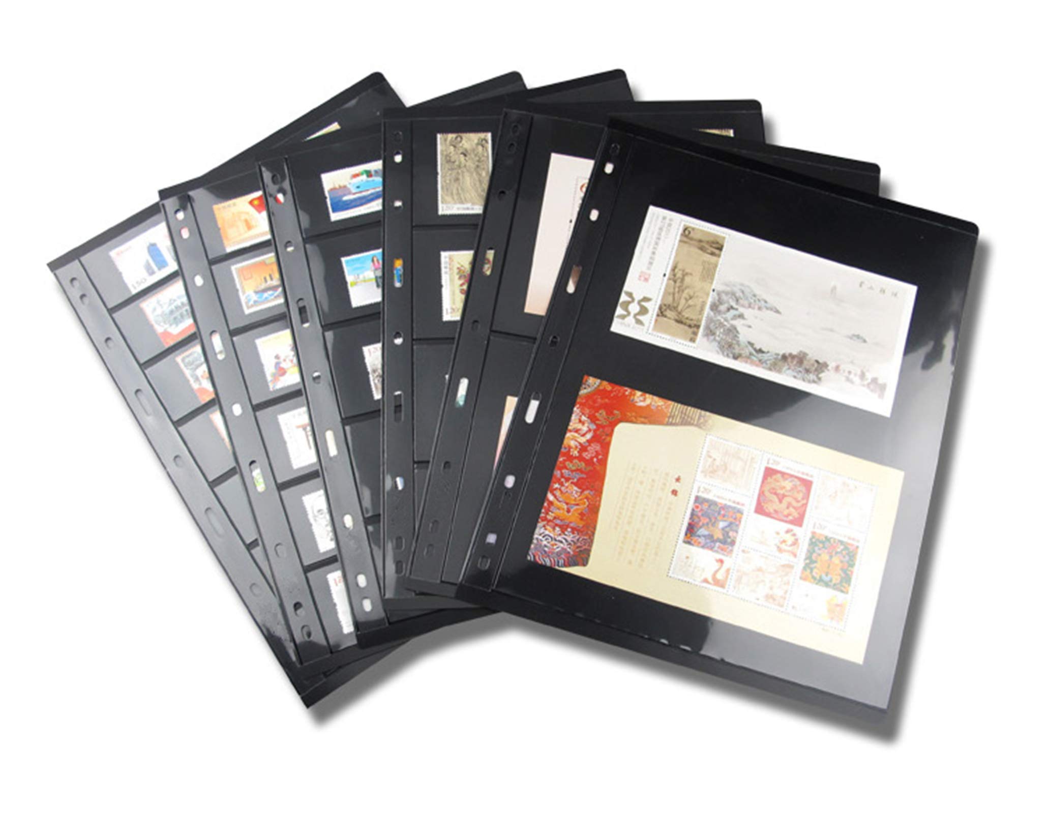 MUDOR Vario Stamp Pages for Stamp Album Binder, 10 Sheet (20 Page) 1 Row Pages for Stamp Collectors, Professional Pack (1 Row)