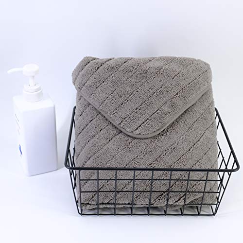POLYTE Microfiber Oversize Quick Dry Lint Free Bath Towel, 60 x 30 in, Set of 2 (Gray, Ribbed Design)