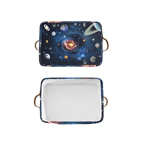 Space System Planets Personalized Large Storage Box for Toy,Bathroom,Nursery,Home Kitchen Shelves,Custom Closet Decorative Storage Bins 1 Pack