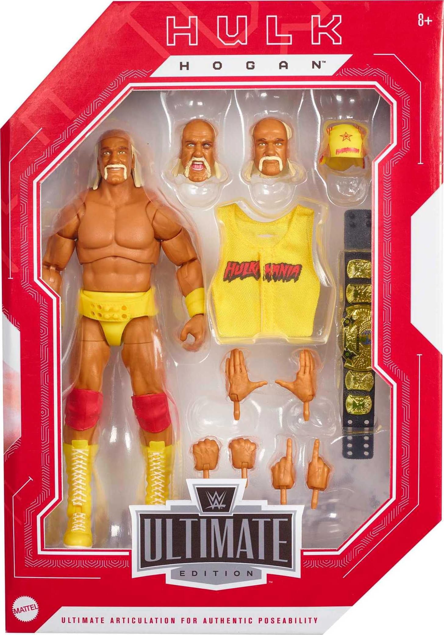 Mattel WWE Hulk Hogan Ultimate Edition Fan TakeOver Action Figure with Articulation, Life-like Detail & Accessories, 6-inch