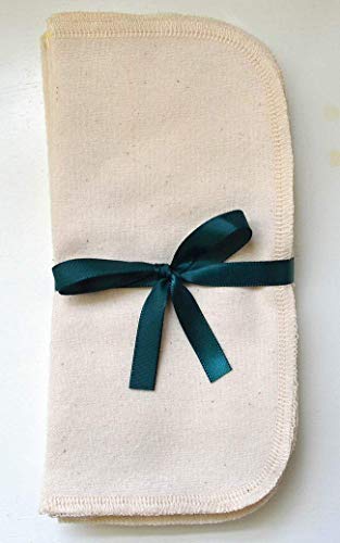 1 Ply Organic Flannel Washable Baby Wipes 8 x 8 Inches 10 Pack Sewn with Matching Cotton Thread
