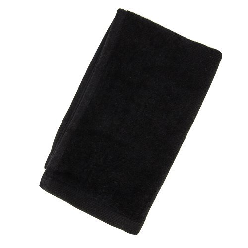 GEORGIABAGS Great Value Towels, Black Color Hemmed Fingertip Velour Towel 11in x 18in, 100% Cotton (12, Black)