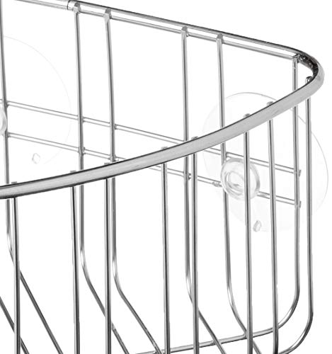 Spectrum Diversified Contempo Corner Bathroom Caddy, Rust-Resistant Bath Organizer for Soap & Shampoo Storage, Stainless Steel Shower Basket with Suction Cups