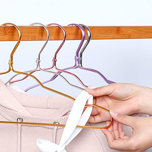 MRBJC Coat Hanger,10/20pcs(41cm),Metal Hangers,Space Saving Clothes Hangers with Notches, Heavy Duty Strong Wire Hanger for Shirt,Dress,Jacket Pink