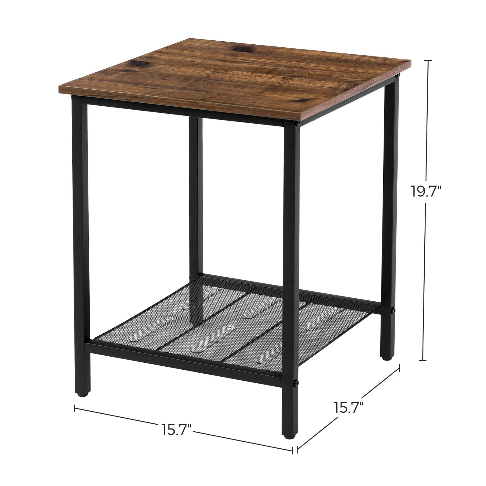 VASAGLE End Table Set of 2, 2-Tier Nightstands Side Table Night Stand Bedside Desk for Small Space in Living Room, Bedroom, Steel Frame, Easy Assembly, 2-Pack, Chestnut Brown, ULET202B17