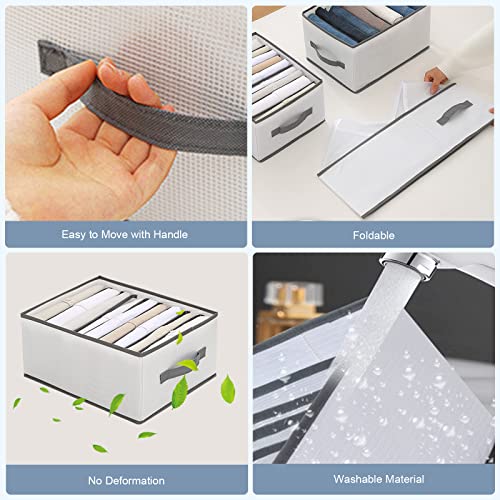 4pcs Wardrobe Clothes Organizer for Jeans, Clothes Organizer for Folded Clothes, PP Plate Nylon Mesh Foldable Closet Organizers and Storage for Pants, Underwear, Sweater, T-shirt, Dress (9Grids)