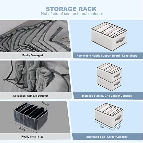 4pcs Wardrobe Clothes Organizer for Jeans, Clothes Organizer for Folded Clothes, PP Plate Nylon Mesh Foldable Closet Organizers and Storage for Pants, Underwear, Sweater, T-shirt, Dress (9Grids)