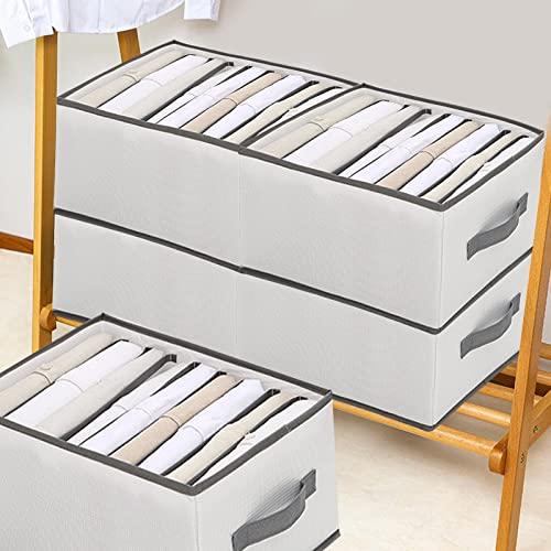 4pcs Wardrobe Clothes Organizer for Jeans, Clothes Organizer for Folded Clothes, PP Plate Nylon Mesh Foldable Closet Organizers and Storage for Pants, Underwear, Sweater, T-shirt, Dress (9Grids)
